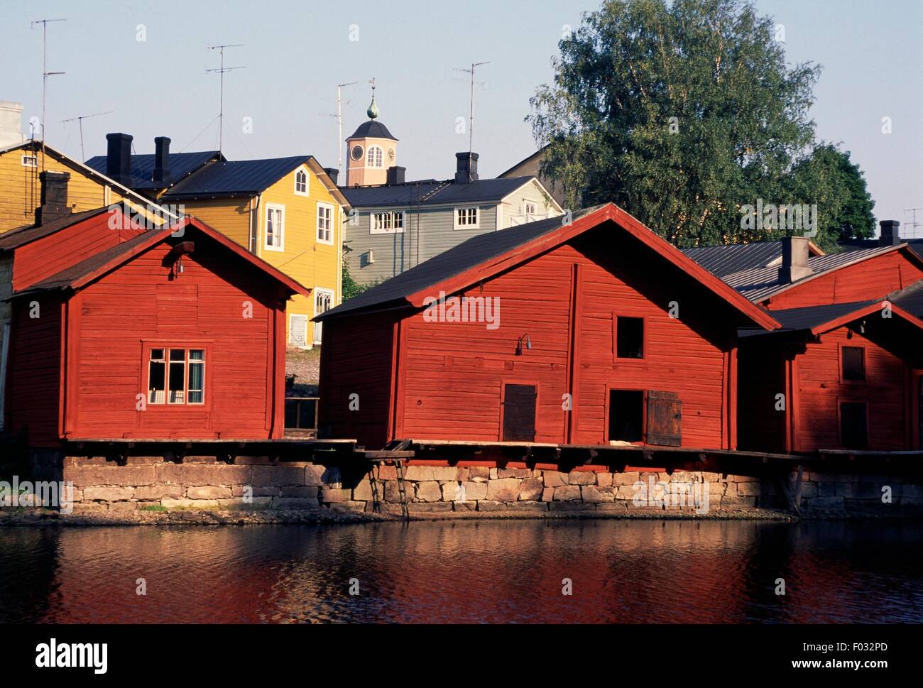 Wooden house along the river Porvoonjoki, Porvoo, Finland Stock Photo ...