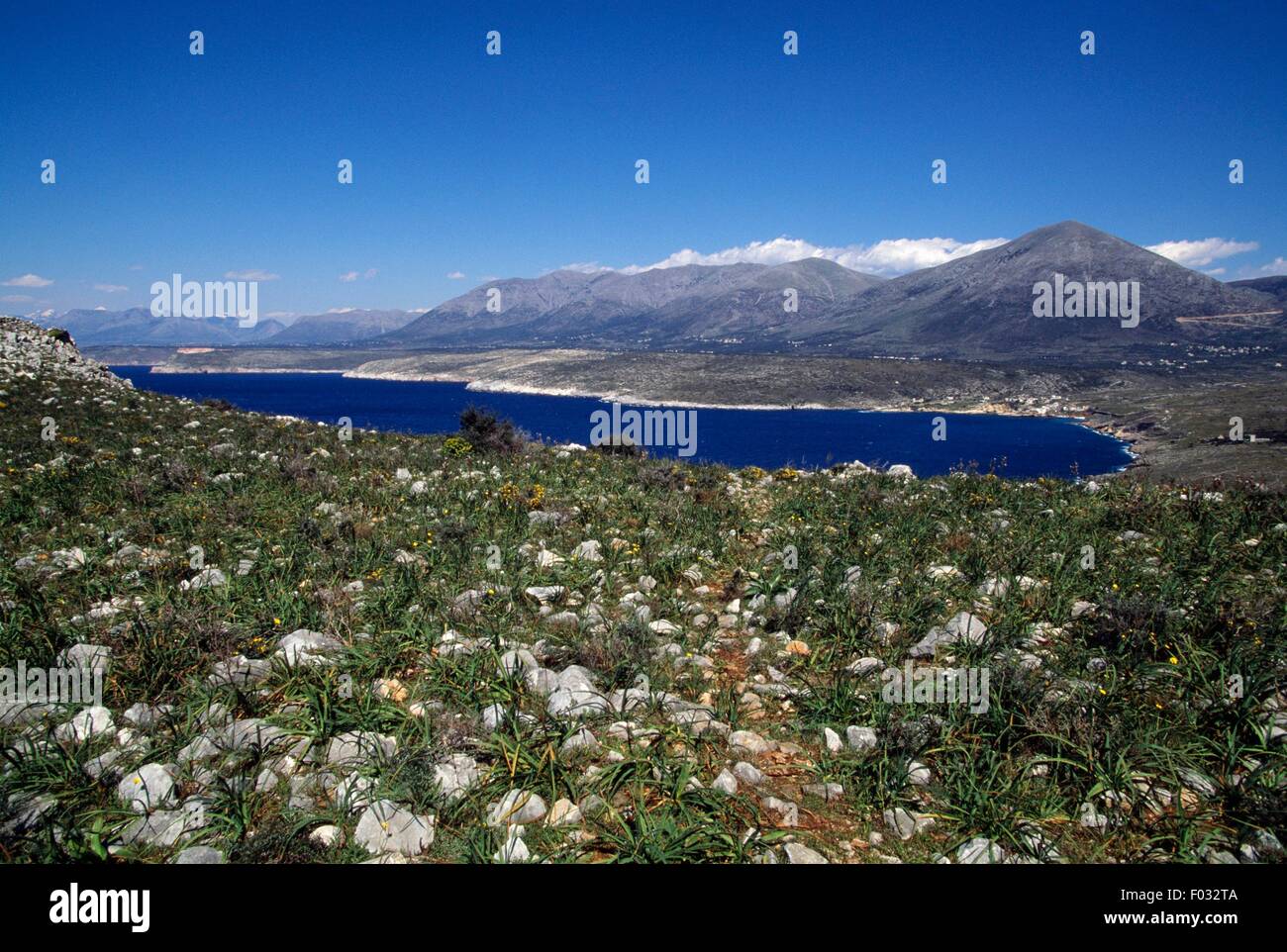 Stretch of coastline, Mani Peninsula, Peloponnese, Greece Stock Photo ...