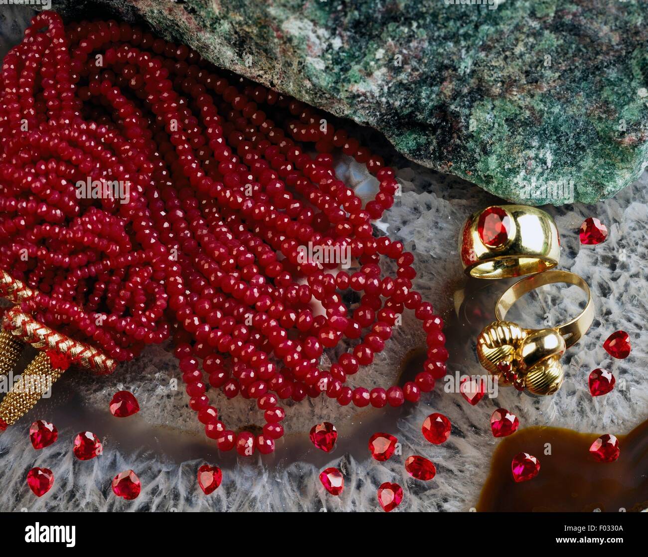Jewelry made with synthetic Ruby Stock Photo - Alamy