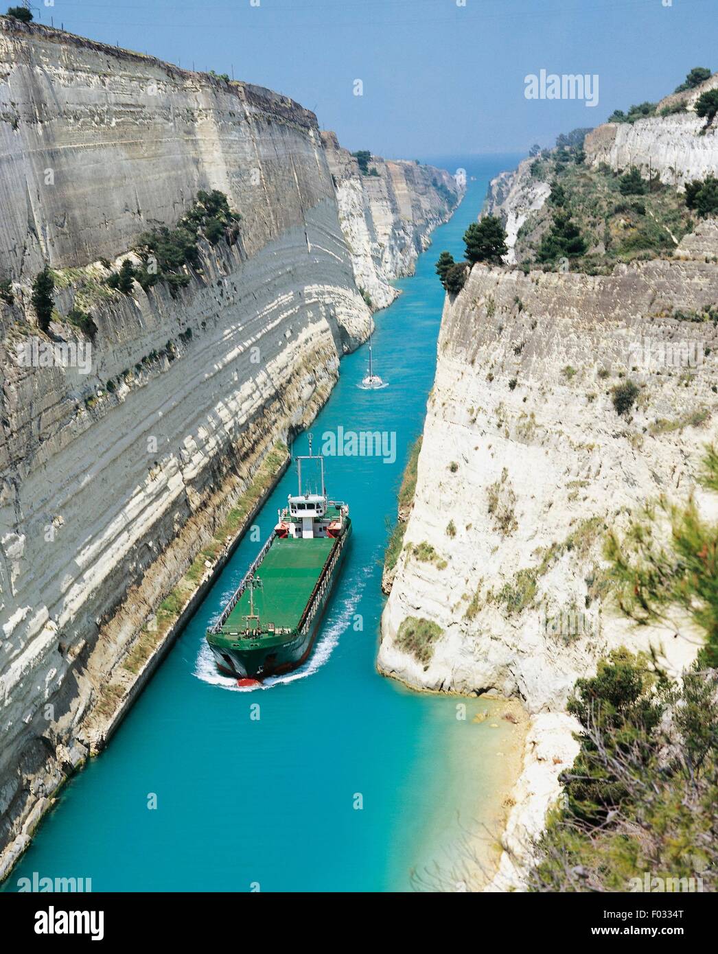 Corinth canal, dug between 1881 and 1893, which connects the Gulf of ...