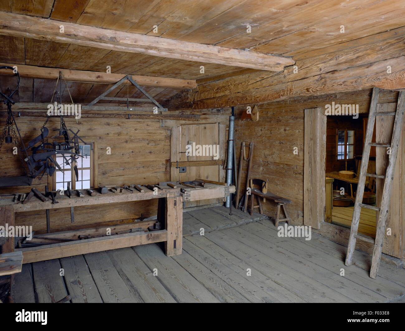 First floor of the Walser museum, Borca, Macugnaga, Piedmont, Italy ...