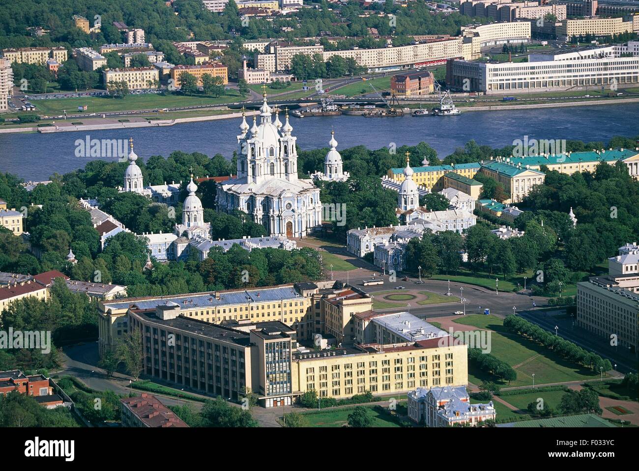Aerial view of Smolny Convent - Saint Petersburg historic centre ...
