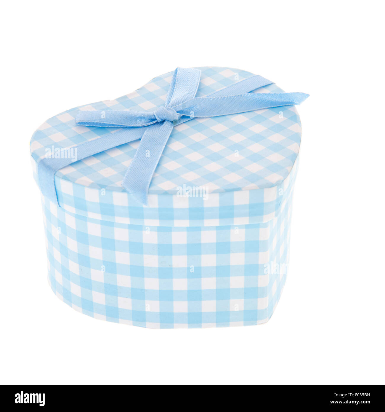 Blue spotted gift box isolated over white background Stock Photo - Alamy