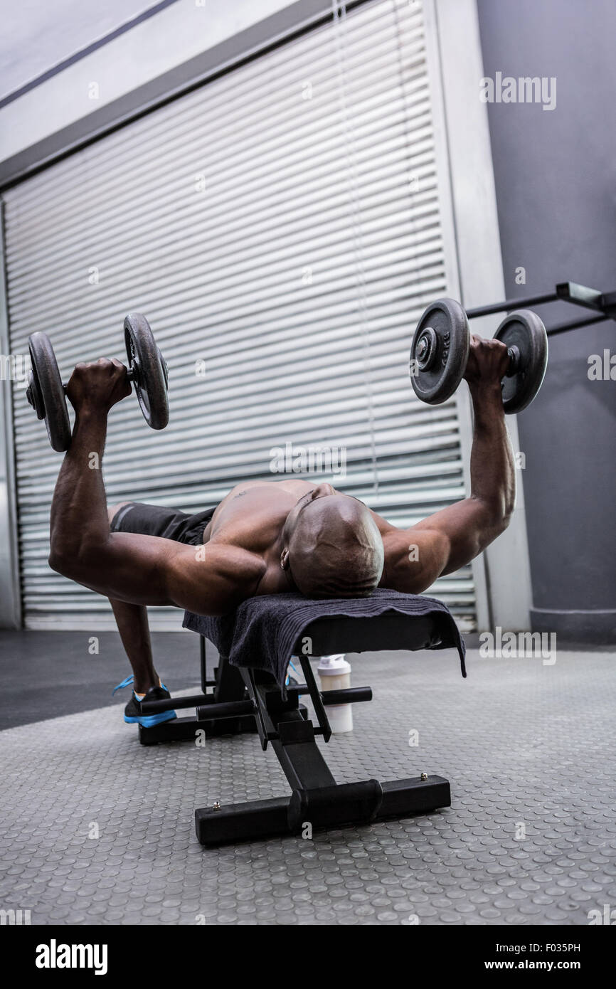 Young Bodybuilder doing weightlifting Stock Photo - Alamy