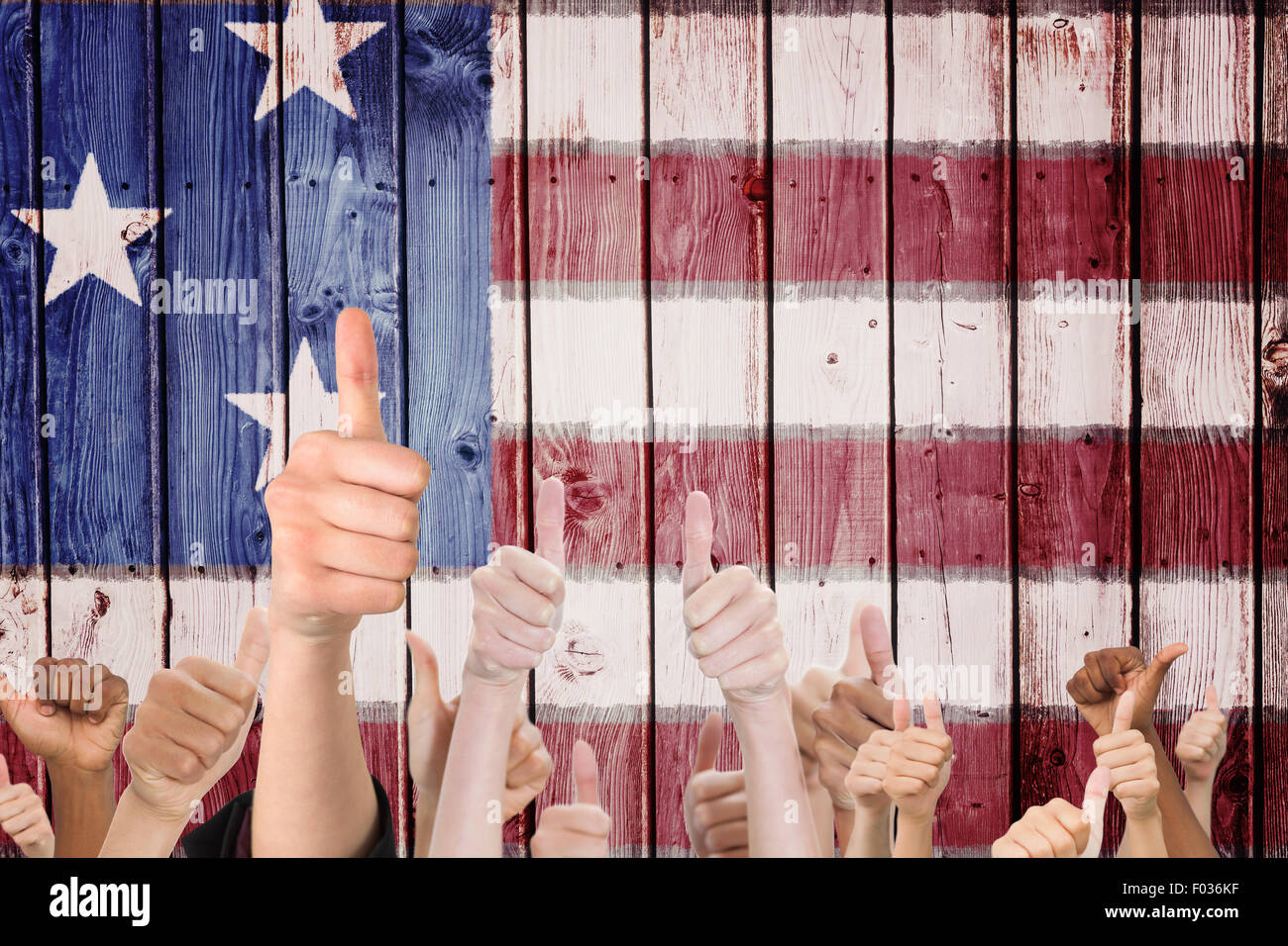 Composite image of hands showing thumbs up Stock Photo - Alamy