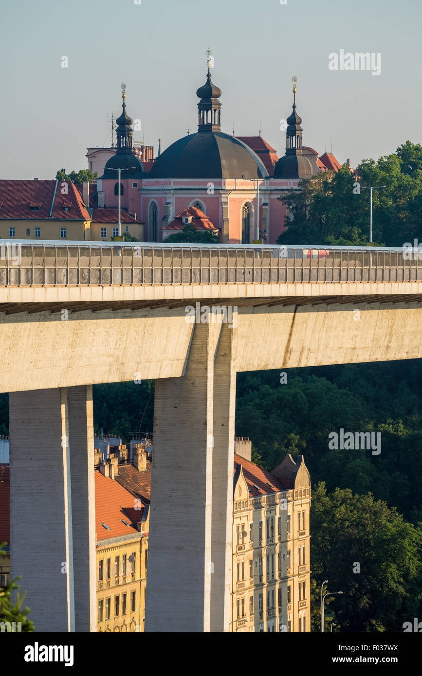 Nuselsky Most the Nusle flyover bridge (1973), Prague Czech Republic ...