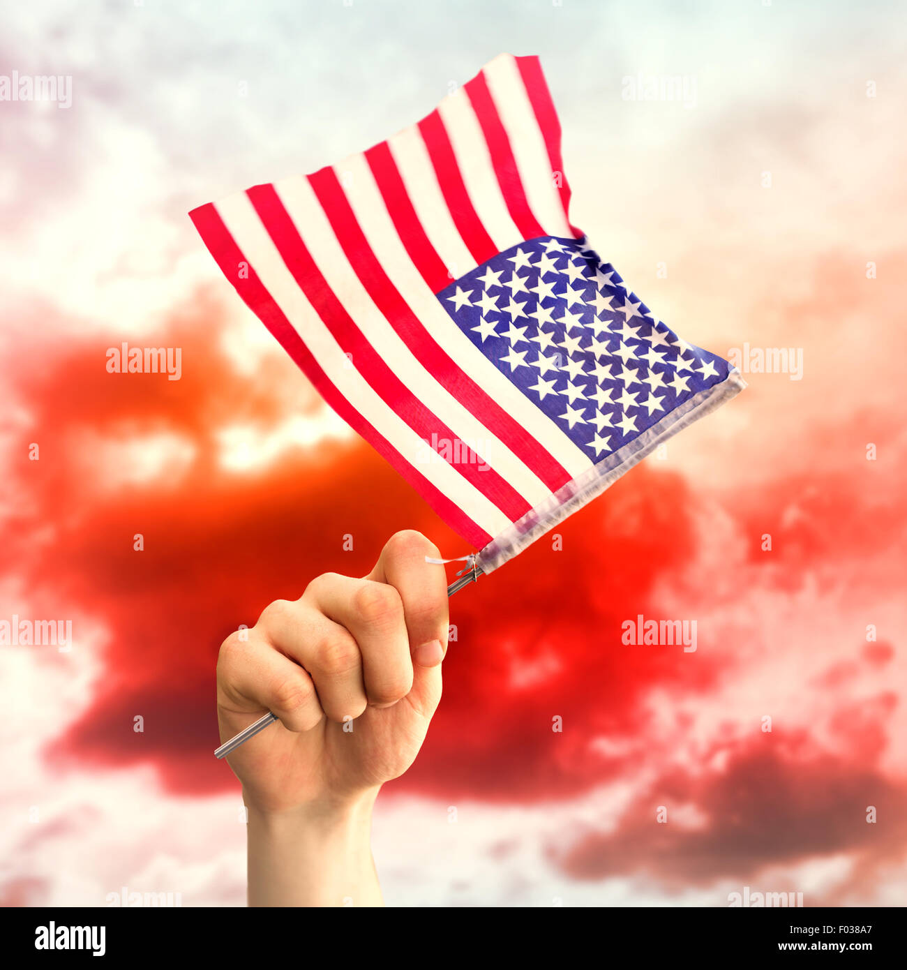 Hand waving red flag hi-res stock photography and images - Alamy