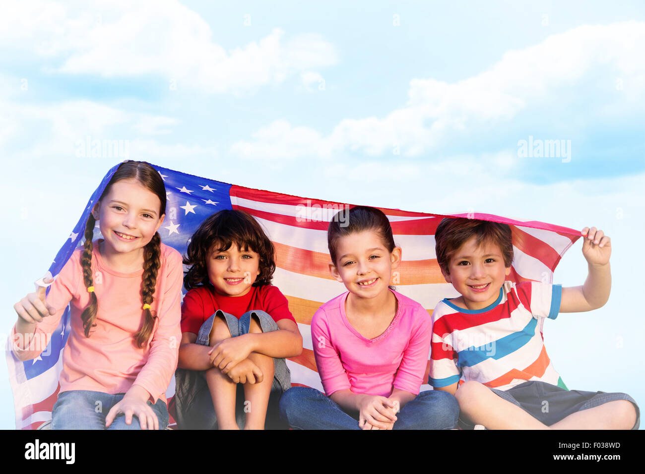 Children american flag hi-res stock photography and images - Alamy