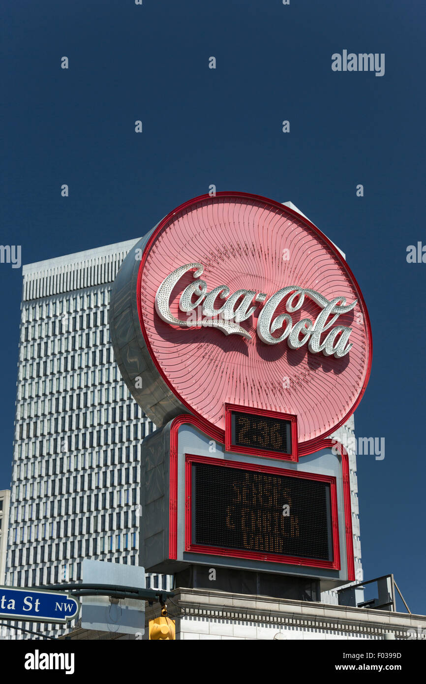 PUBLIC CLOCK COCA COLA SIGN FIVE POINTS DISTRICT DOWNTOWN ATLANTA ...
