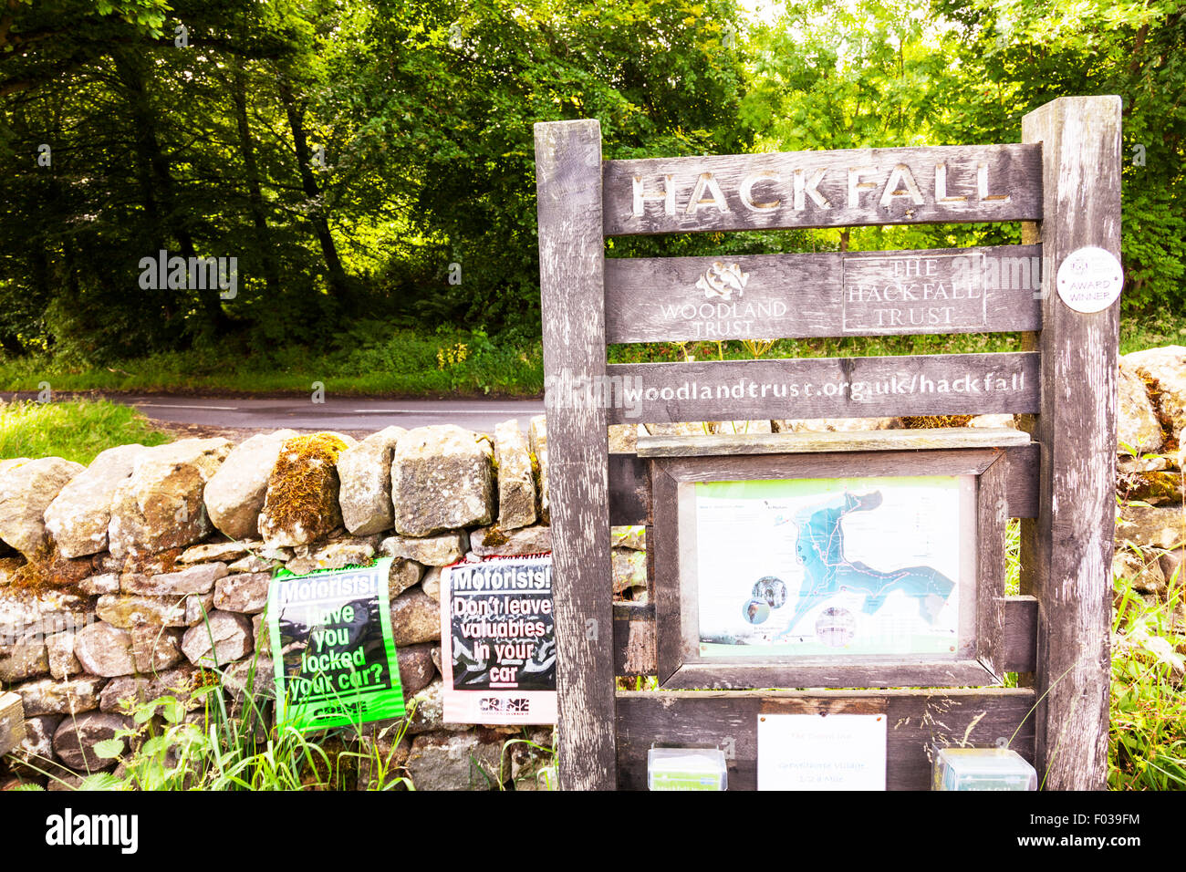 Hackfall Grewelthorpe woodland trust sign North Yorkshire Dales UK ...
