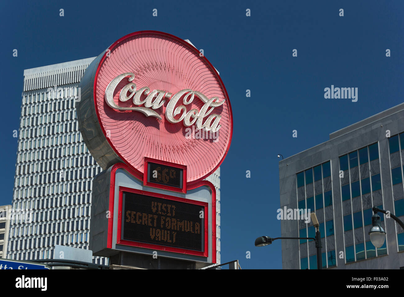 PUBLIC NEON CLOCK COCA COLA SIGN FIVE POINTS DISTRICT DOWNTOWN ATLANTA ...