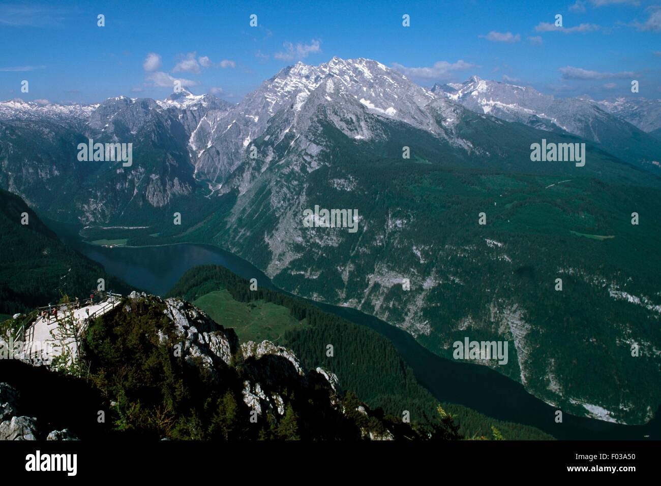 Konigssee lake and Watzmann massif seen from Mount Jenner ...