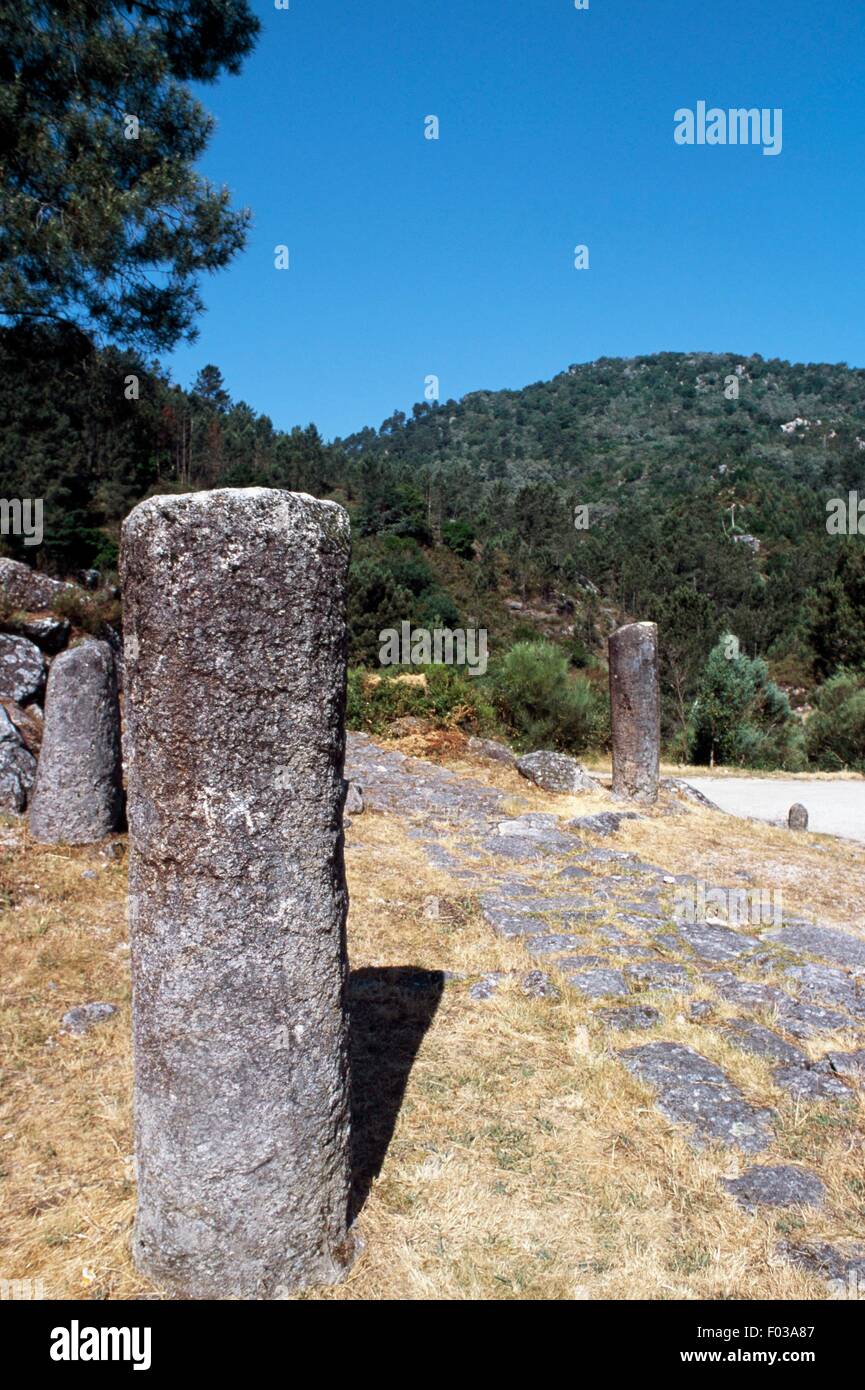 Roman road and milestones nearby Portela do Home, Peneda-Geres National ...