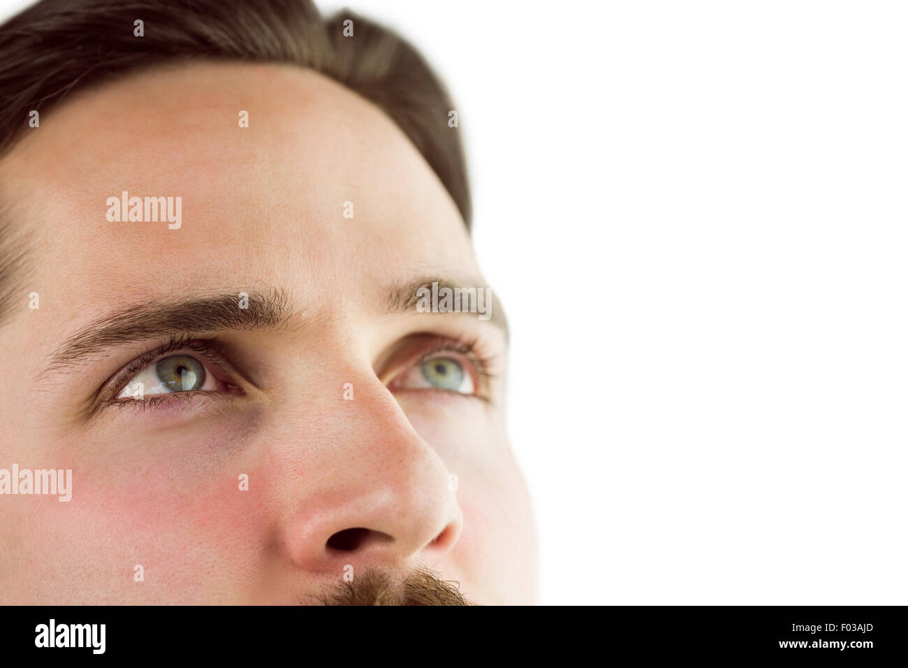 Close up of man looking up Stock Photo - Alamy