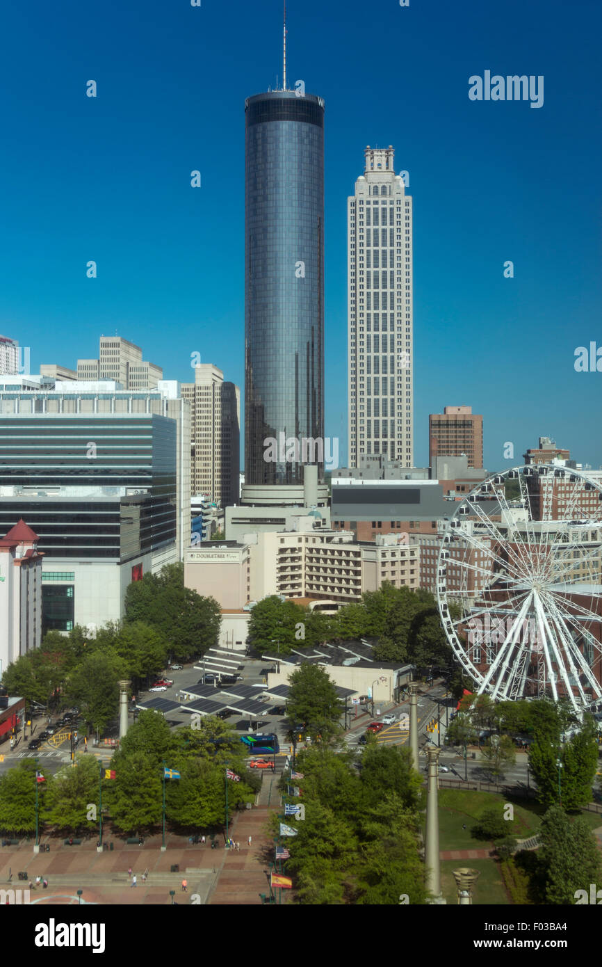 SKYVIEW FERRIS WHEEL CENTENNIAL OLYMPIC PARK DOWNTOWN SKYLINE ATLANTA ...
