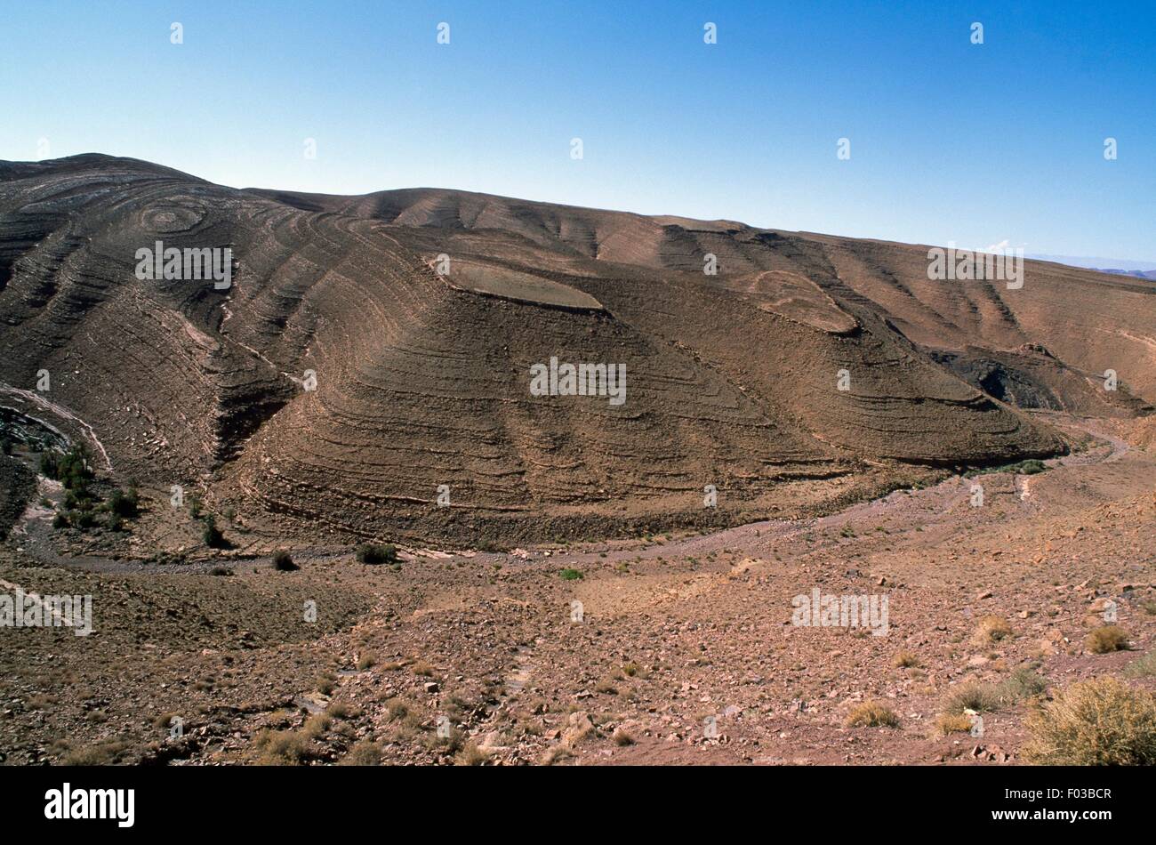 Wadis and desert landscape near Ouarzazate on the road to Zagora, Souss ...