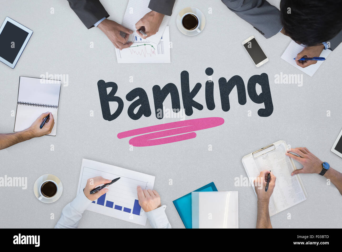 Banking against business meeting Stock Photo - Alamy