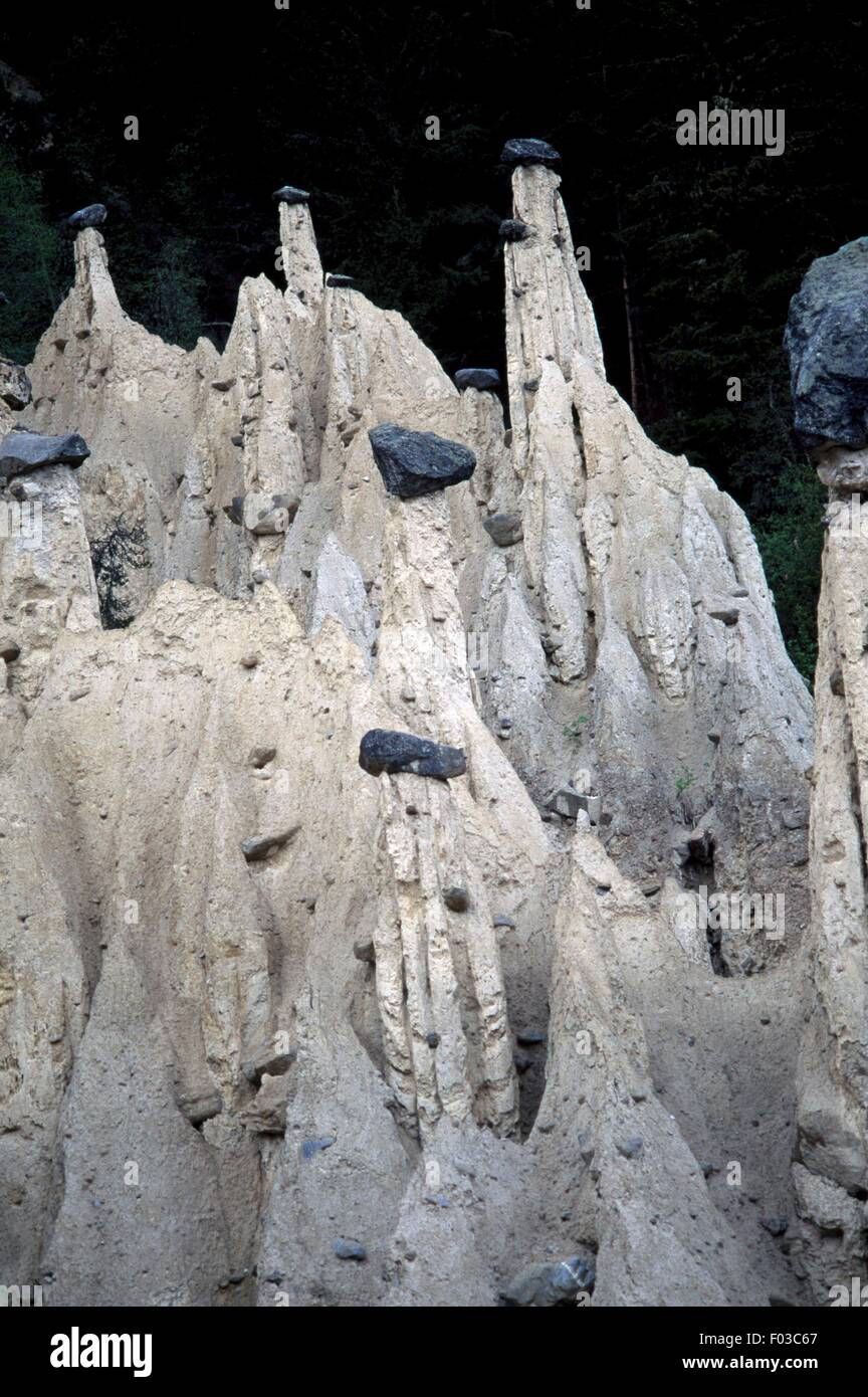 Earth pyramids in Perca, Ahrntal Valley, Trentino-Alto Adige, Italy ...