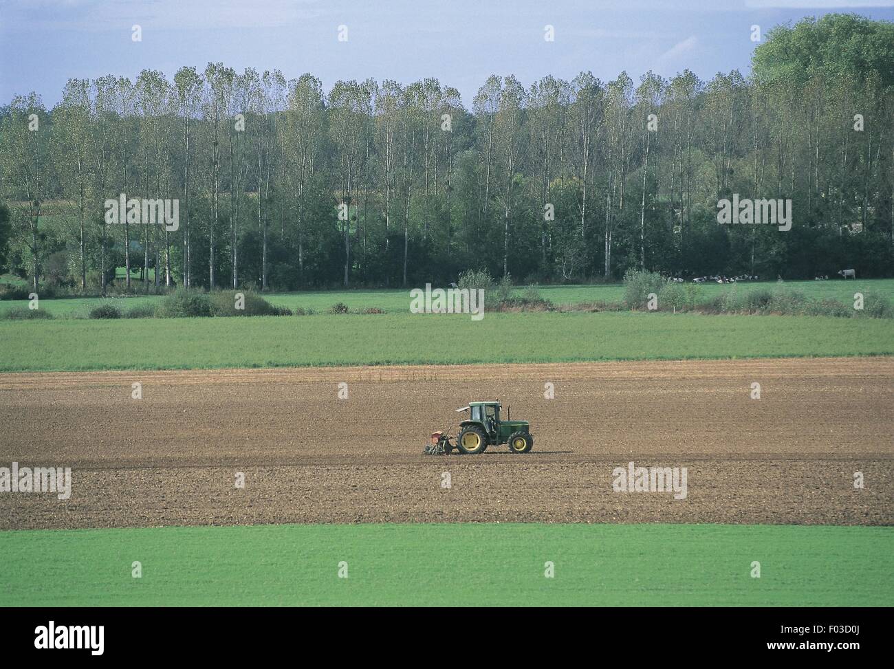 France - Franche-Comte - Agricultural landscape near Moncley Castle ...