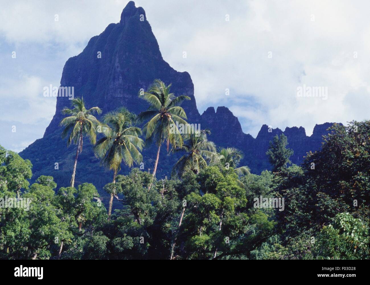 Mount Mou'a roa (880 m), Moorea, Society Islands, French Polynesia ...