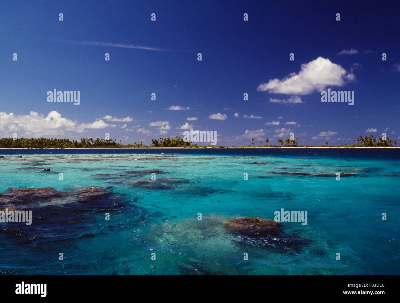 Lagoon, Manihi atoll, Tuamotus, French Polynesia, Overseas Territory of ...