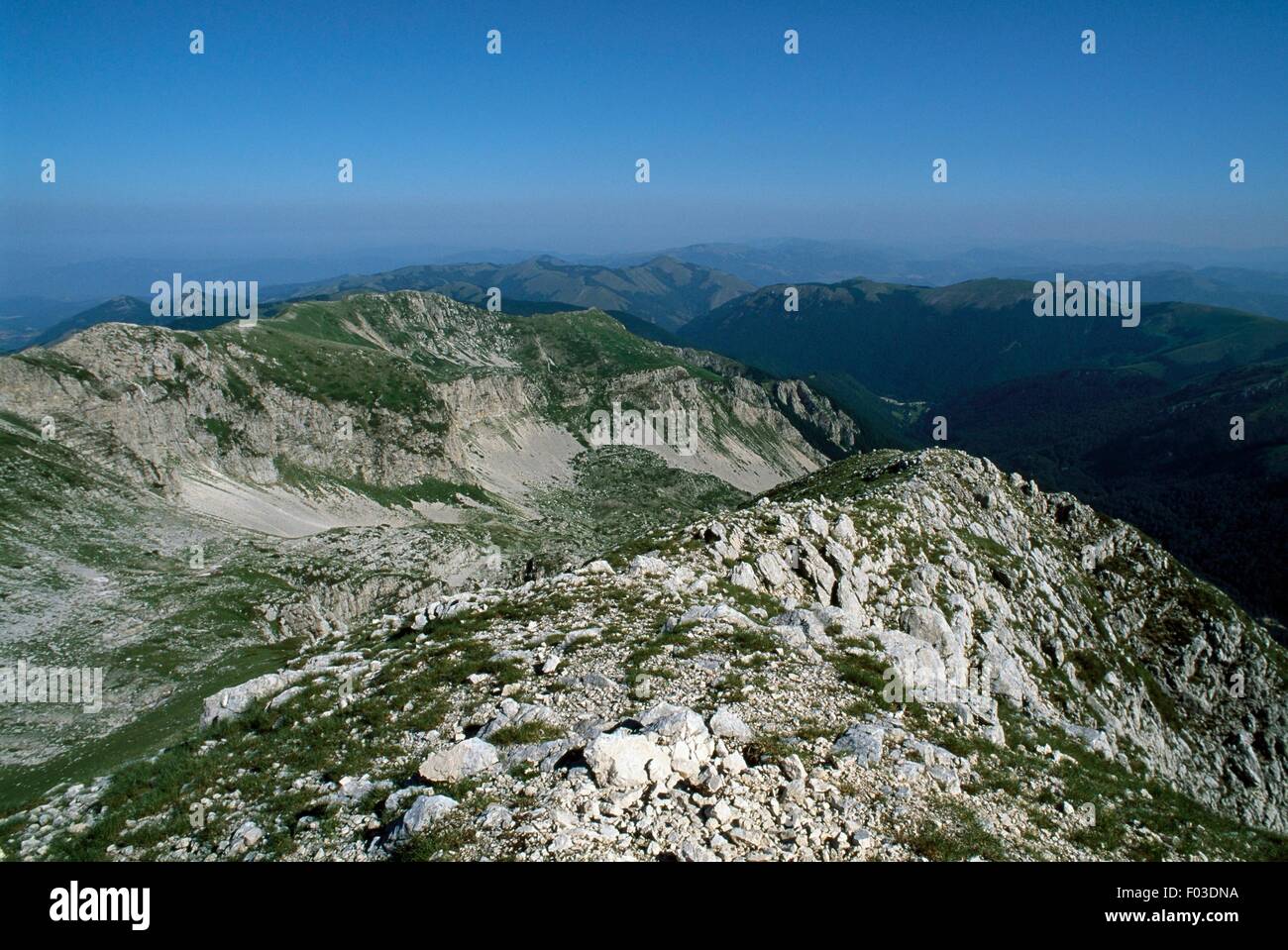 View towards Vallonina from the summit of Mount Terminillo, Reatini ...