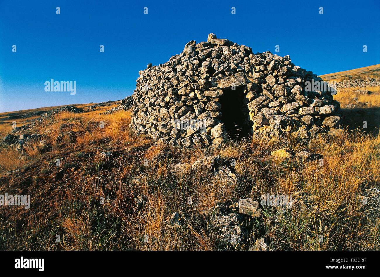 Tholos, old shepherds' hut at the foot of Maiella Massif, Roccamorice ...