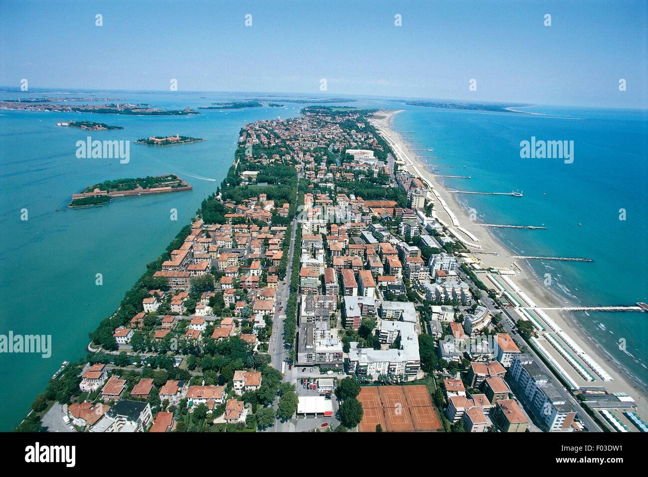Aerial view of the Lido of Venice - Veneto Region, Italy Stock Photo ...