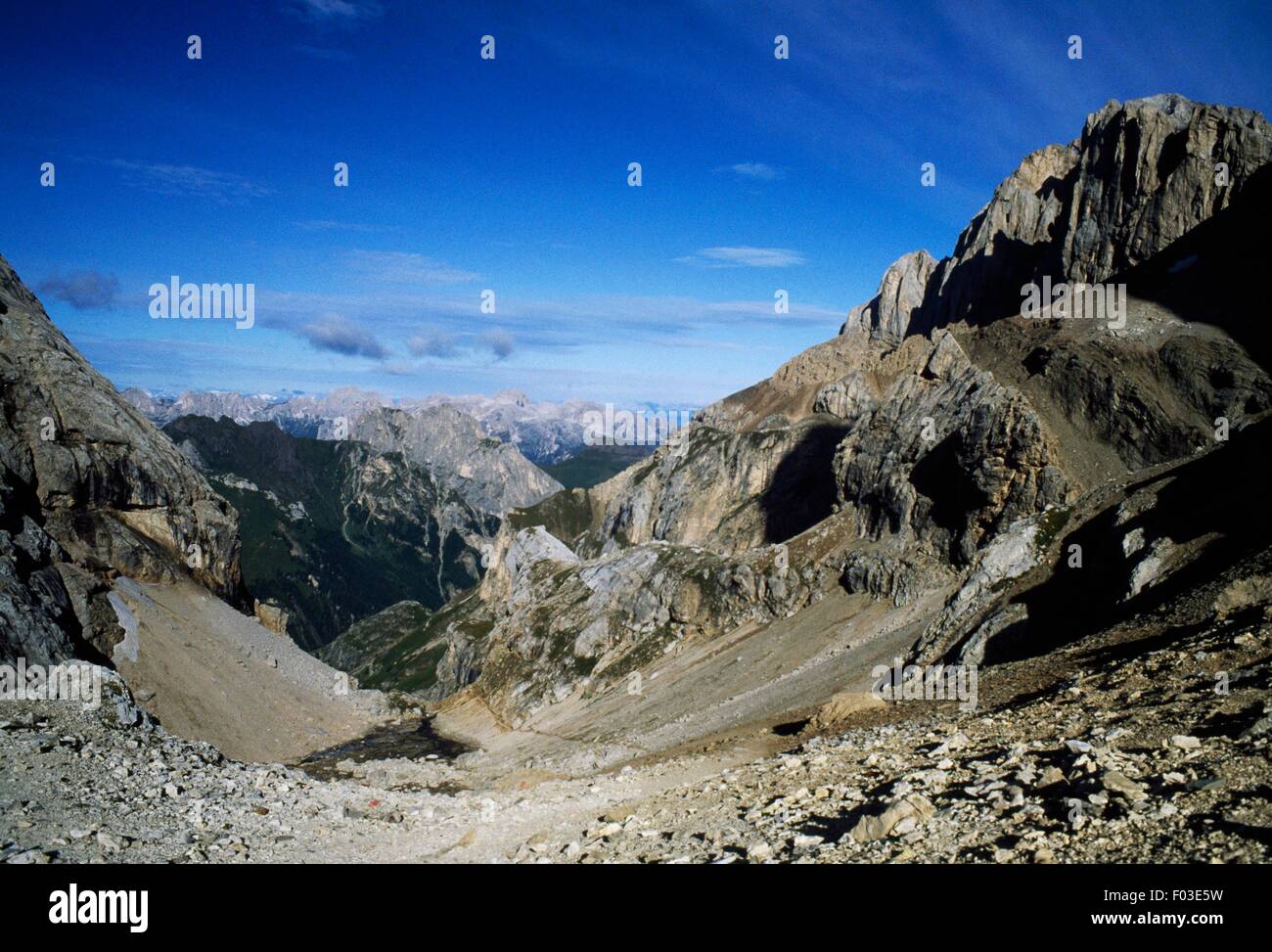 Ombretta Pass on the Veneto side of Marmolada, Dolomites (UNESCO World ...