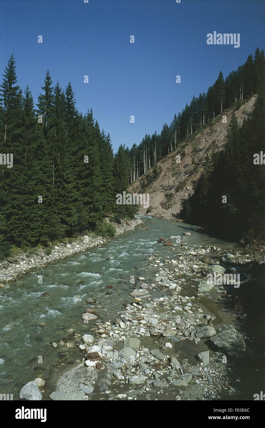 Italy - Veneto Region - Eastern Alps - Cadore - Piave River near St ...