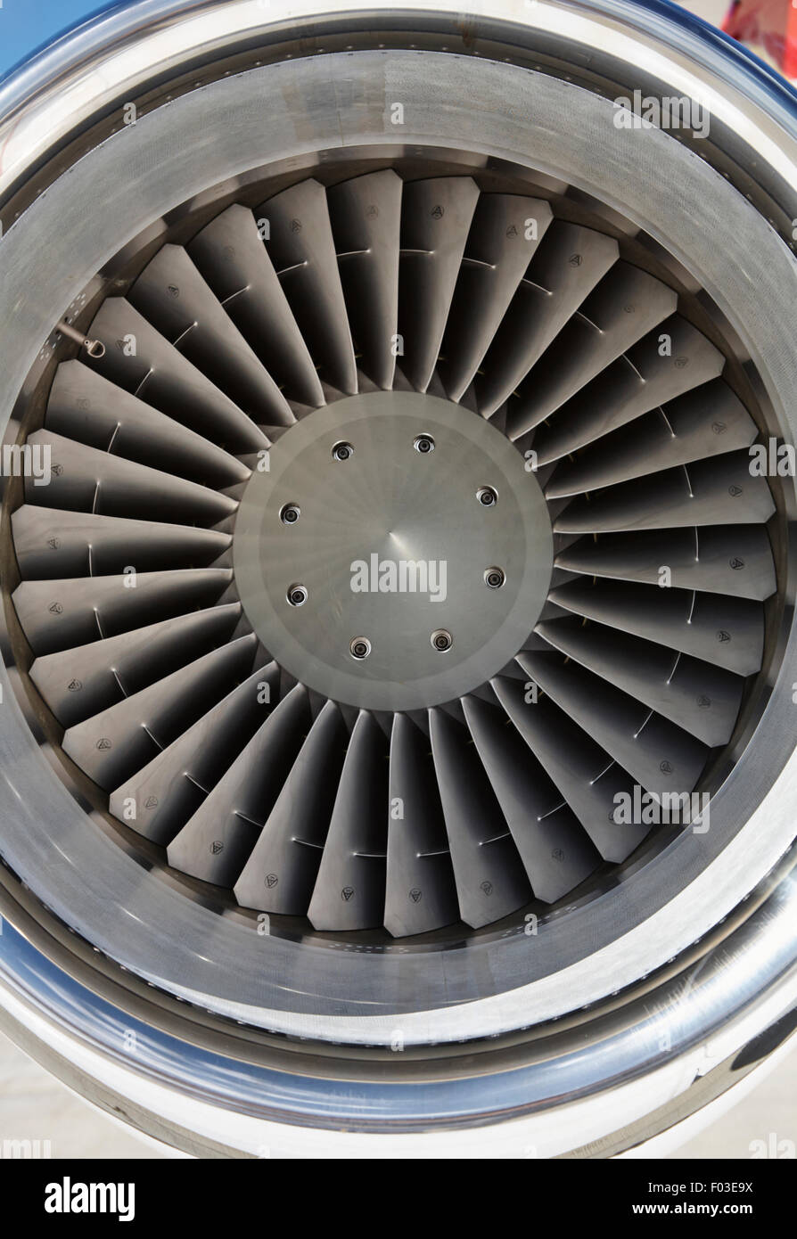 Closeup image of the front of a jet engine of an aircraft Stock Photo ...