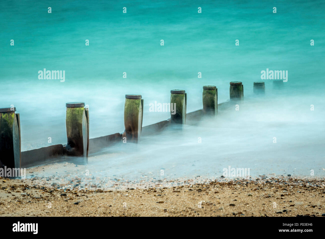 Beach Defences on Hayling Island With the Sea Flowing Round Them Stock ...