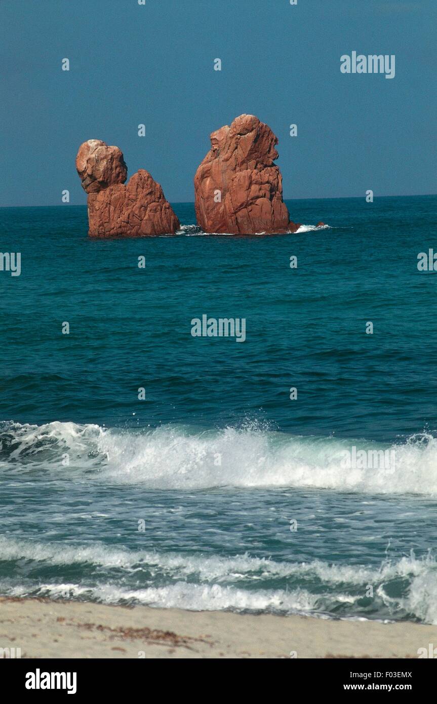 Italy - Sardinia Region - Ogliastra, the red stacks off Cea beach Stock ...