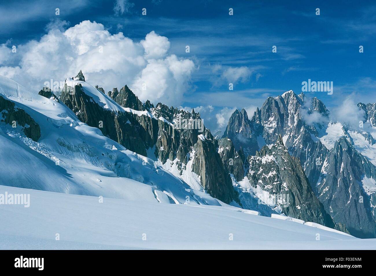 France - Mont Blanc Massif - Aiguille du Plan and Aiguille Verte seen ...