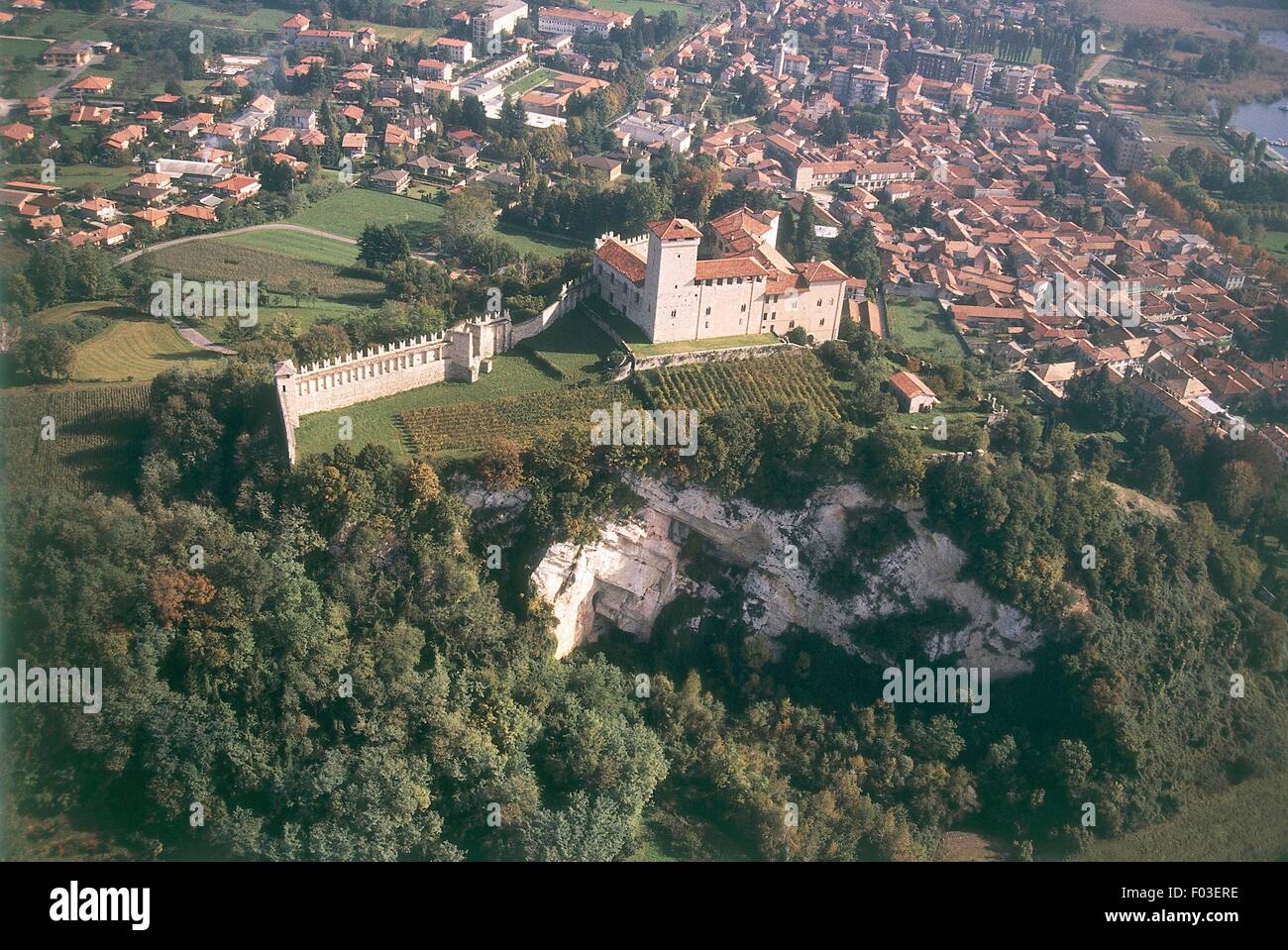 Aerial view of the Rocca di Angera fortress - Lake Maggiore, Lombardy ...