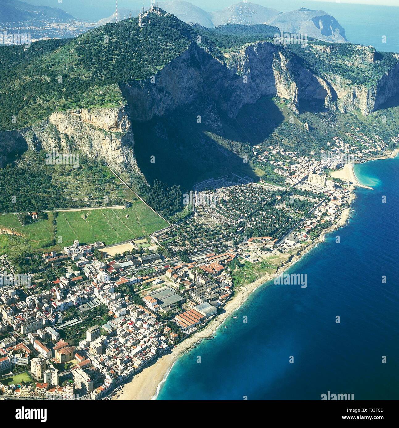 Aerial view of Monte Pellegrino Natural Reserve - Province of Palermo ...
