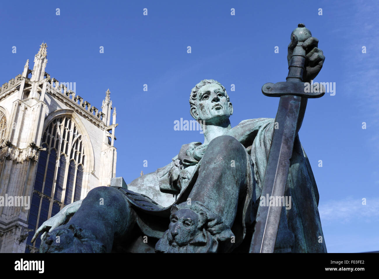 Closeup of bronze statue of Roman Emperor Constantine The Great in ... Closeup of bronze statue of Roman Emperor Constantine The Great in ...