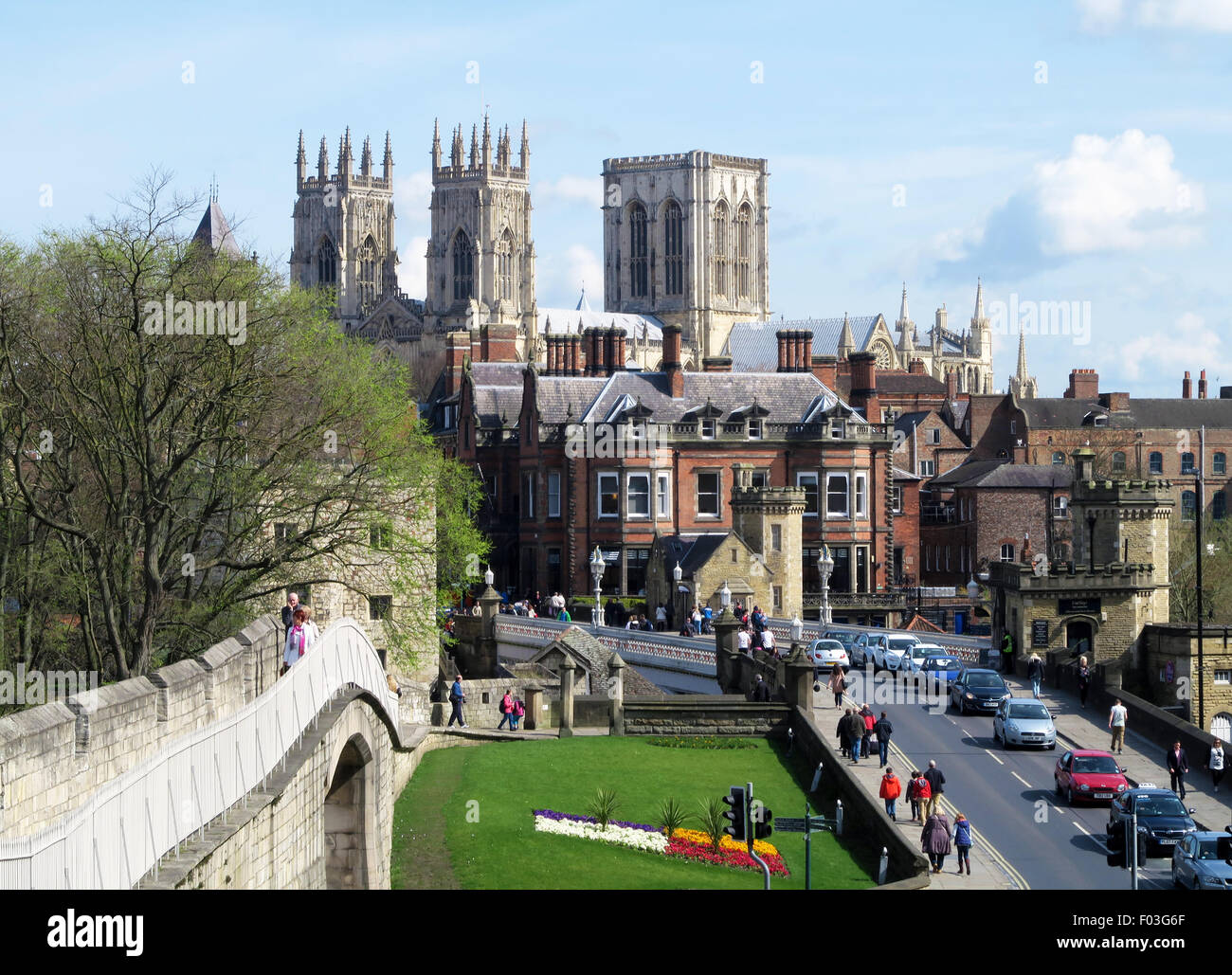 Tourist visit Historic York with the Minster in the background Stock ...