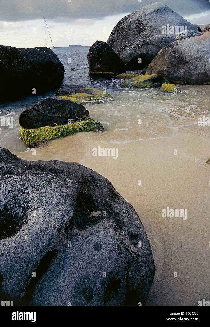 The Baths (granite boulders) on the southern coast, Virgin Gorda Island ...