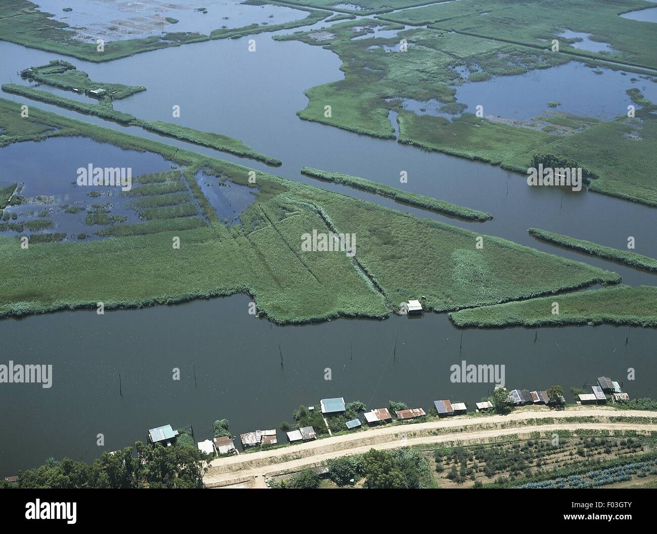 Italy - Tuscany Region - Lake Massaciuccoli - Aerial view Stock Photo ...
