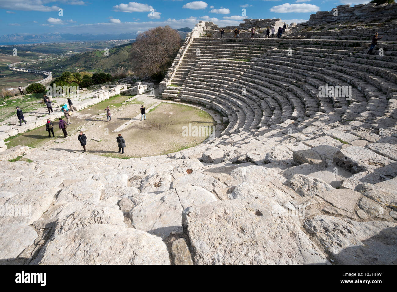 Italy, Sicily, the ancient amphitheatre of Segesta , the most important ...
