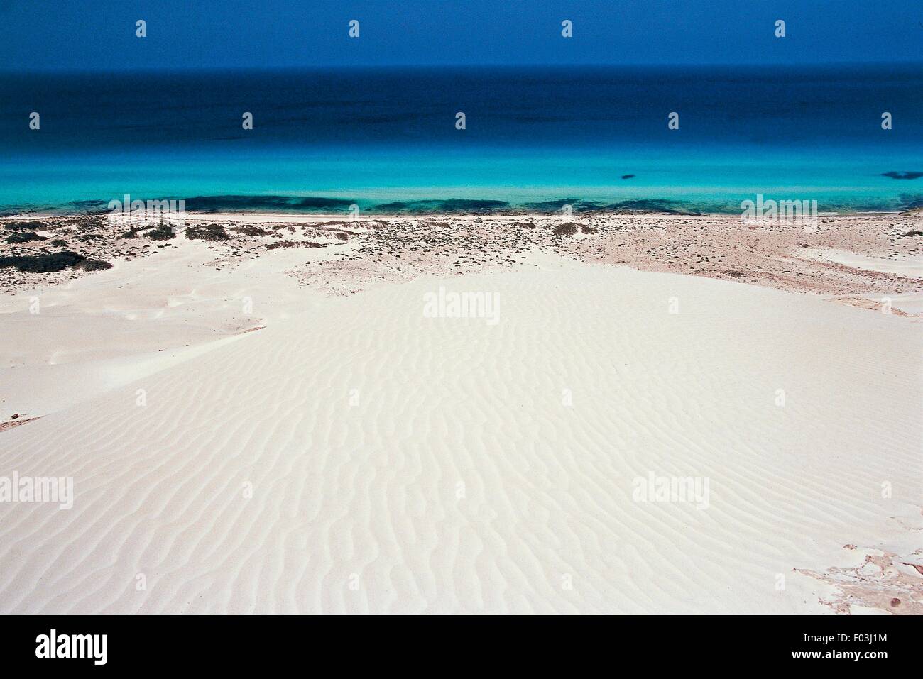 Sand dune along the Arabian Sea coastline, Arher beach, Socotra Island ...