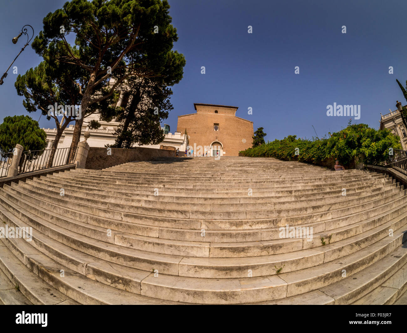 Steps leading to the church Santa Maria in Aracoeli. Church is behind ...