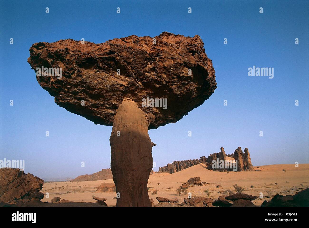 Chad - Ennedi Massif, surroundings of Guelta d'Archei. Mushroom shaped ...