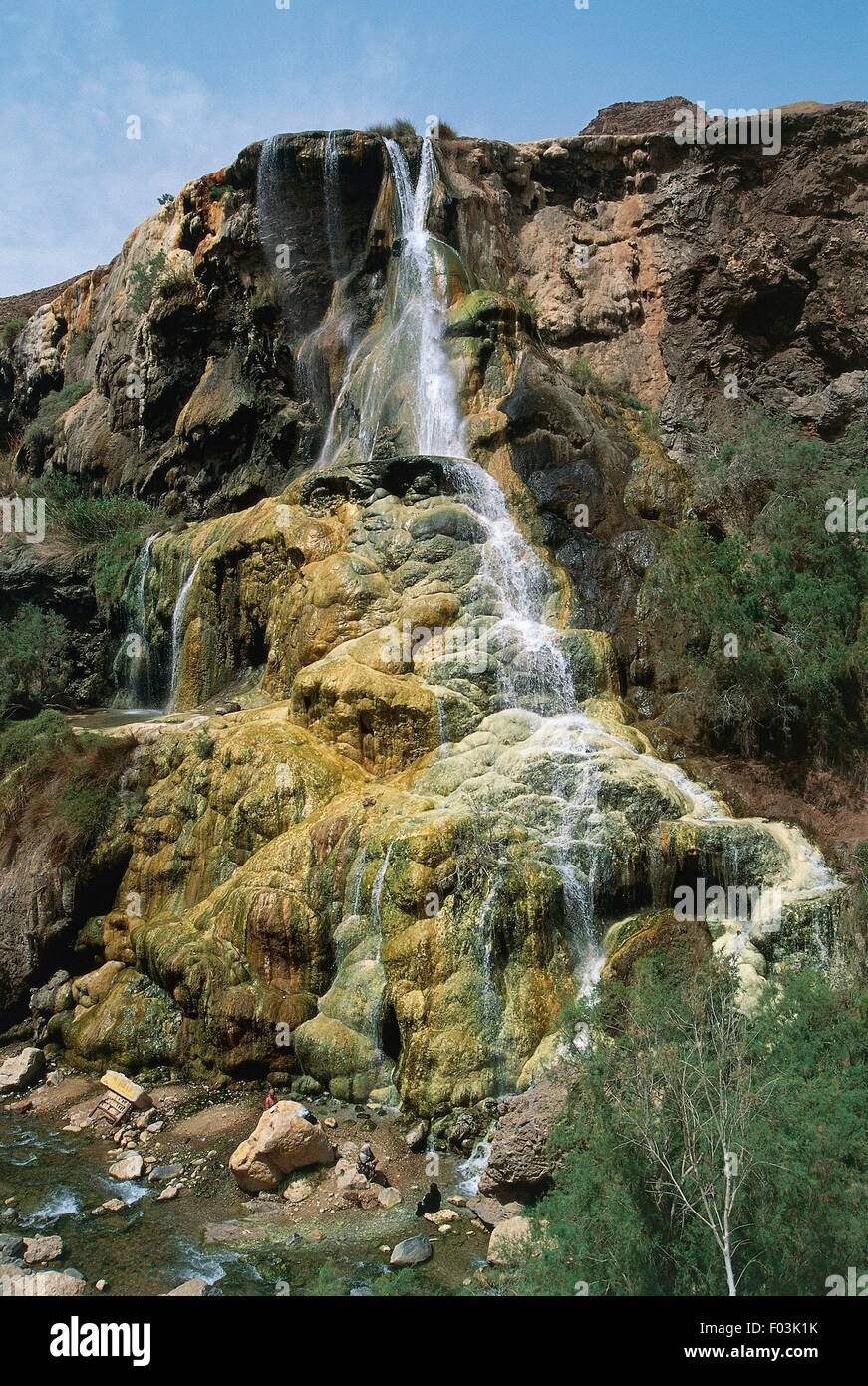 Waterfall, hot springs Ma'in, Mujib Biosphere Reserve, Jordan Stock ...