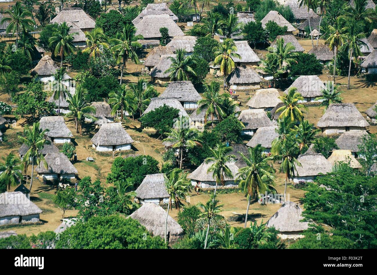 Traditional Fijian thatched huts (bures), Navala village, island of ...