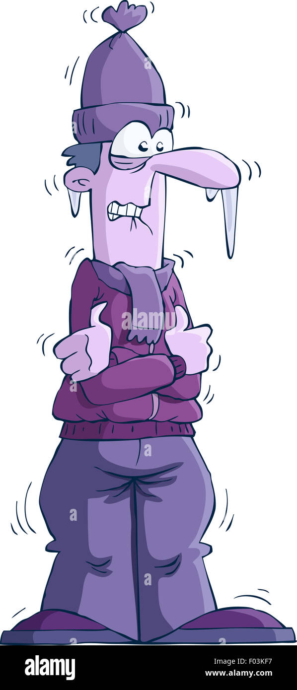 Vector Cartoon Illustration Man Freezing High Resolution Stock ...