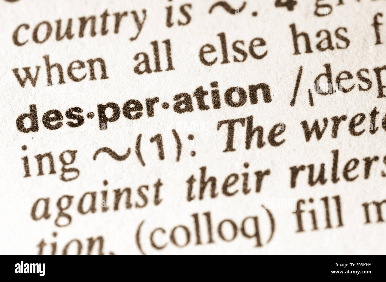 In desperation hi-res stock photography and images - Alamy