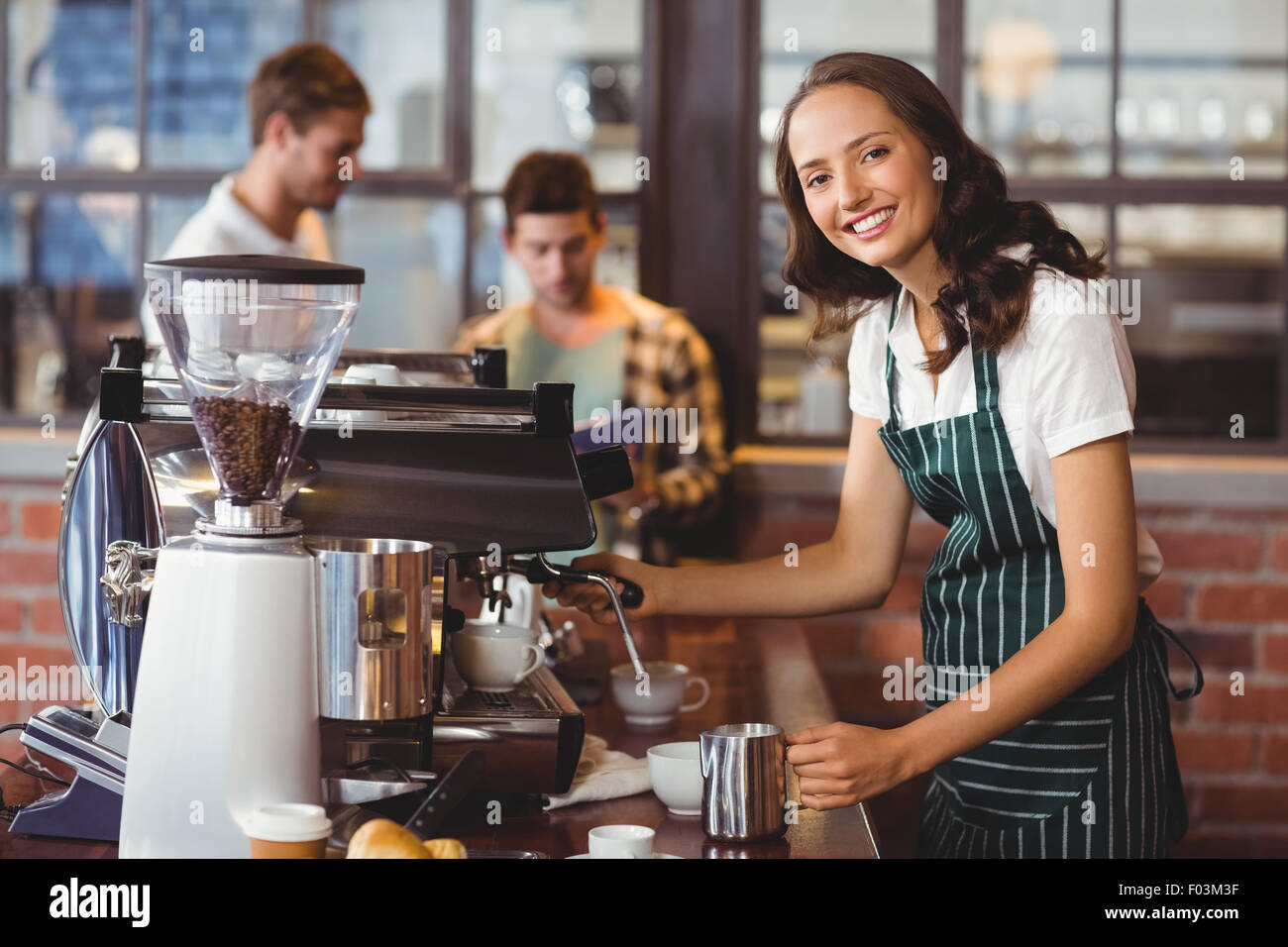 Barista espresso machine making man employee worker working hi-res ...