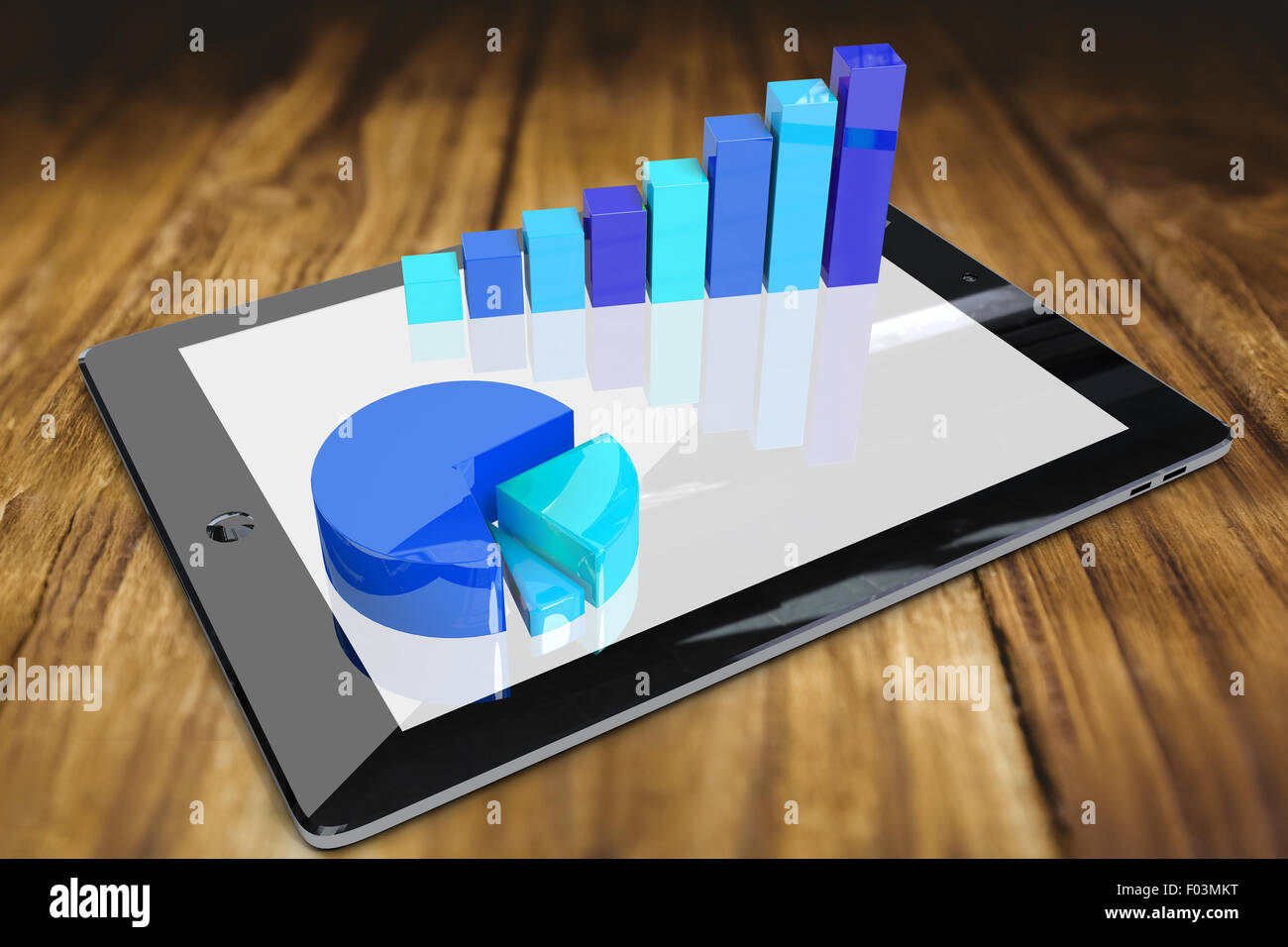 Composite image of tablet pc with graphs Stock Photo - Alamy